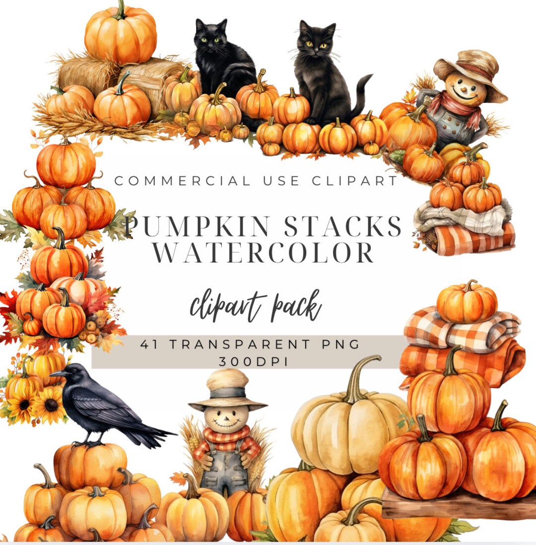 Stacked Pumpkins | Pumpkin Clipart | Printable Art | Instant Digital ...