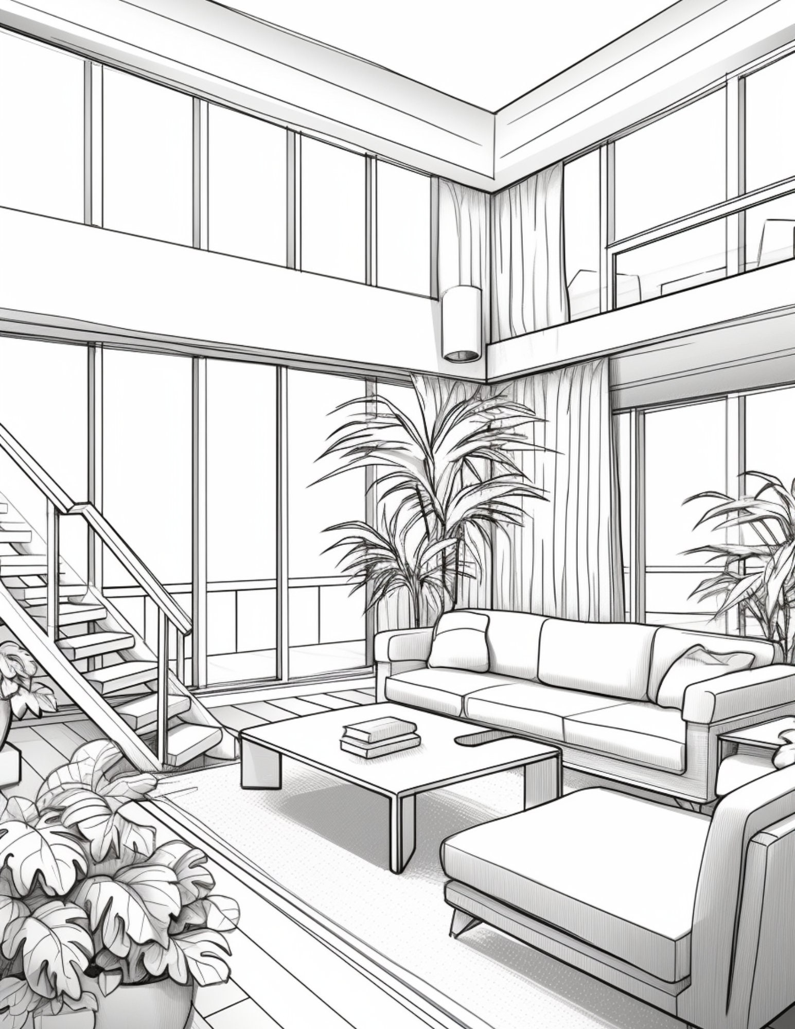 22 Interior Design Coloring Pages Adult Coloring Beautiful Living Room ...