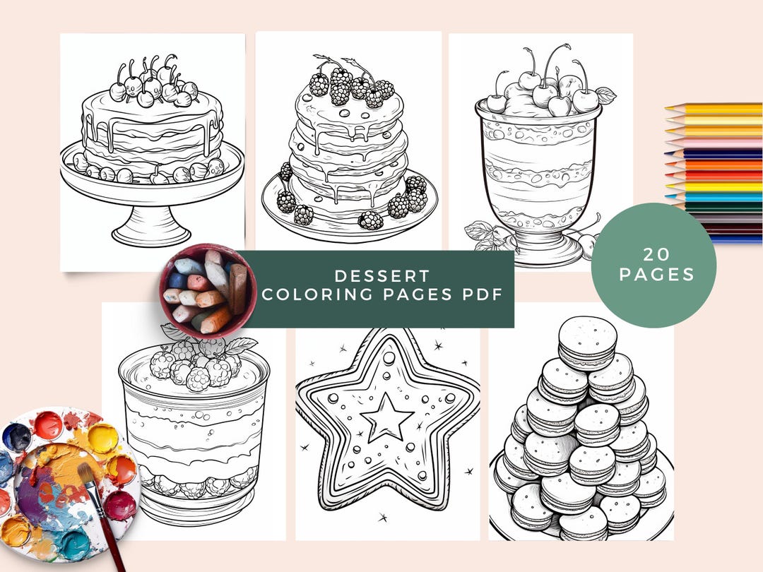 Dessert Coloring Pages: 20 Fun Printable Designs (PDF) - Etsy