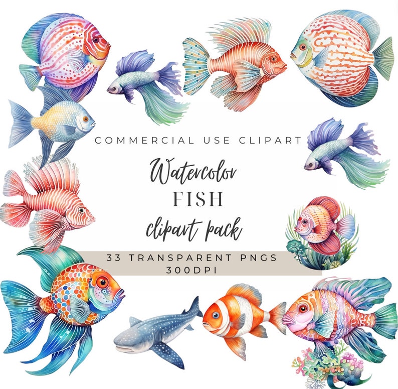 Fish Clipart | Fish PNG Bundle | Lake Fishing PNG | Ocean and Lake Fish ...