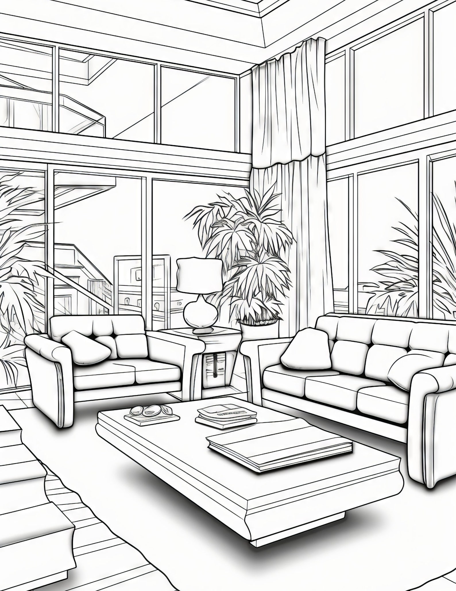 22 Interior Design Coloring Pages Adult Coloring Beautiful Living Room ...
