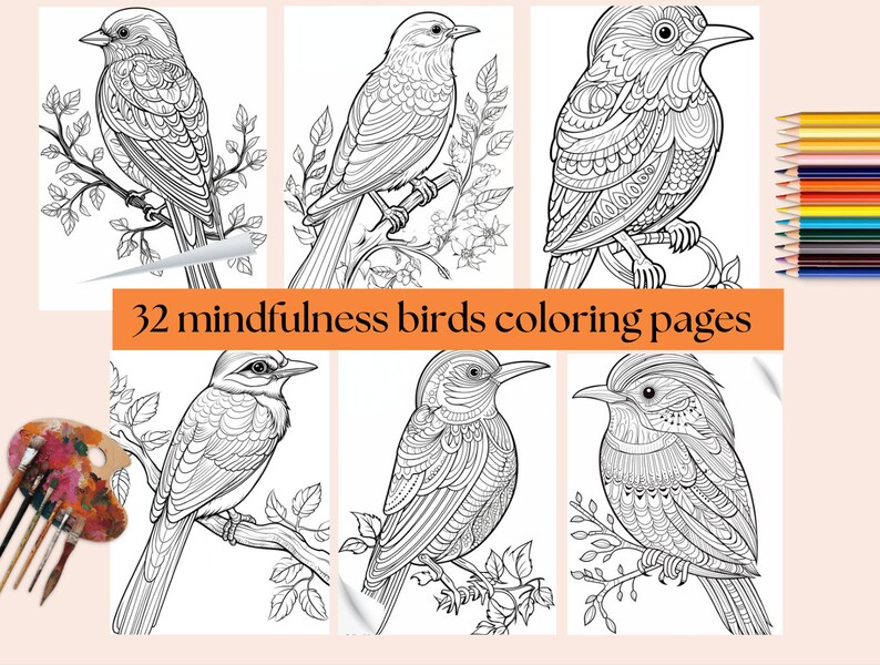 Bird Coloring Sheet | Instant Download | Coloring for Kids and Adults ...