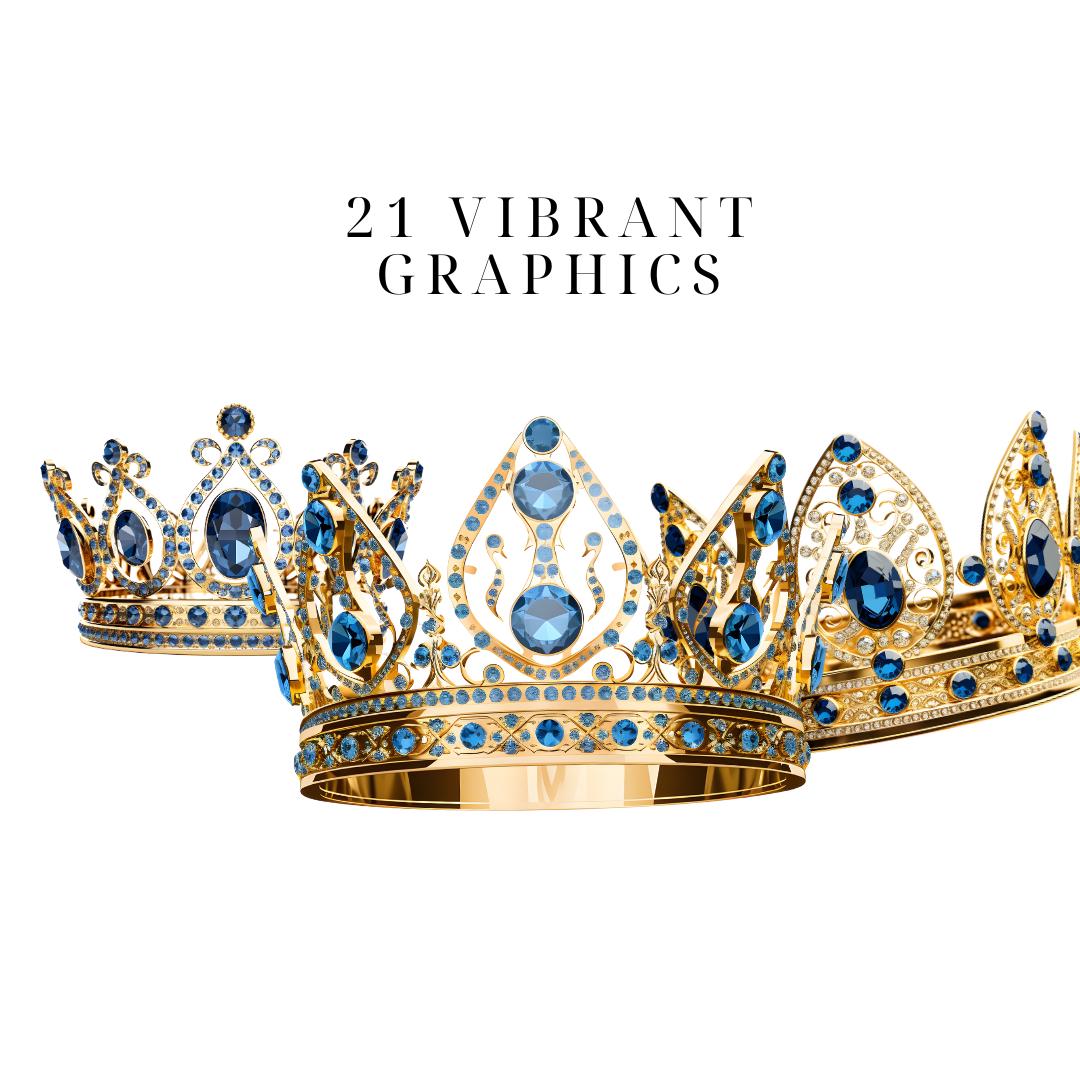 Blue and Gold Baby Prince Princess Crown - Royal Digital Clipart ...