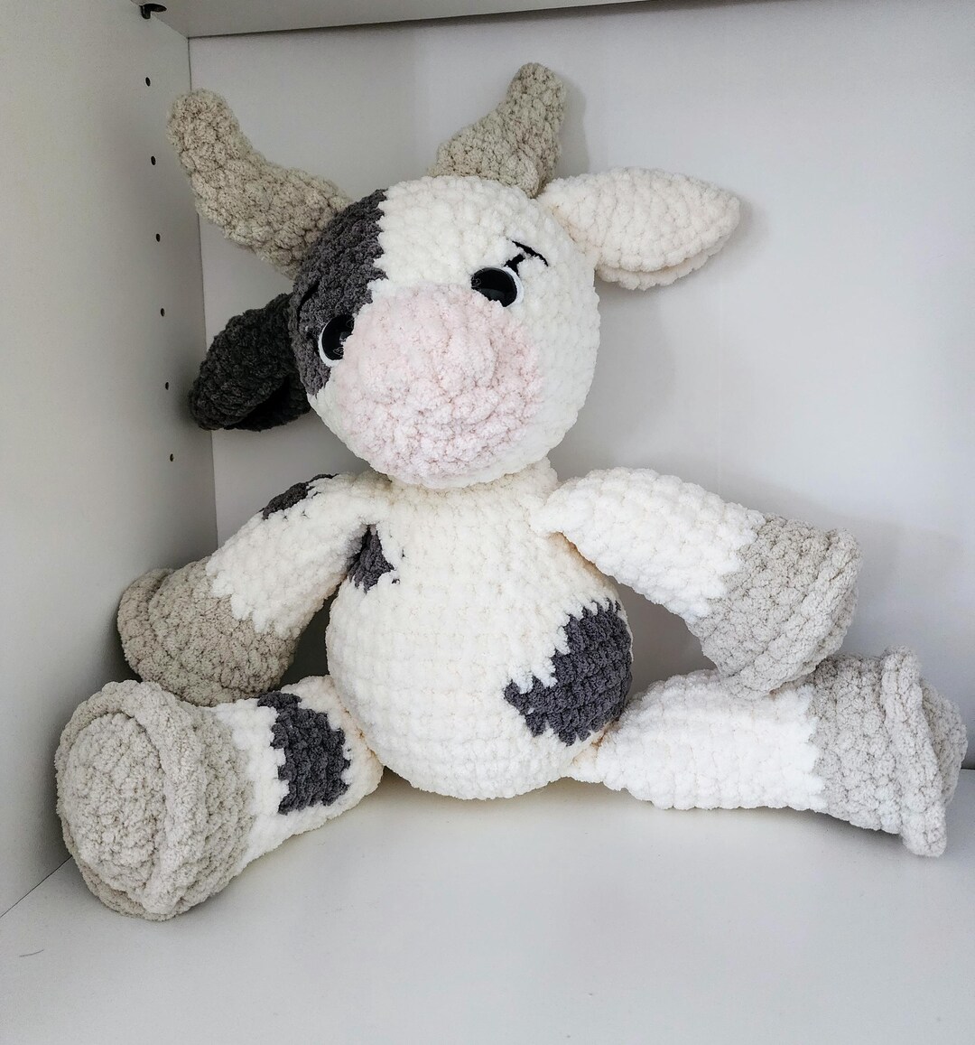 Handmade Cow Plushie - Soft Crochet Cow Toy - Stuffed Farm Animal ...