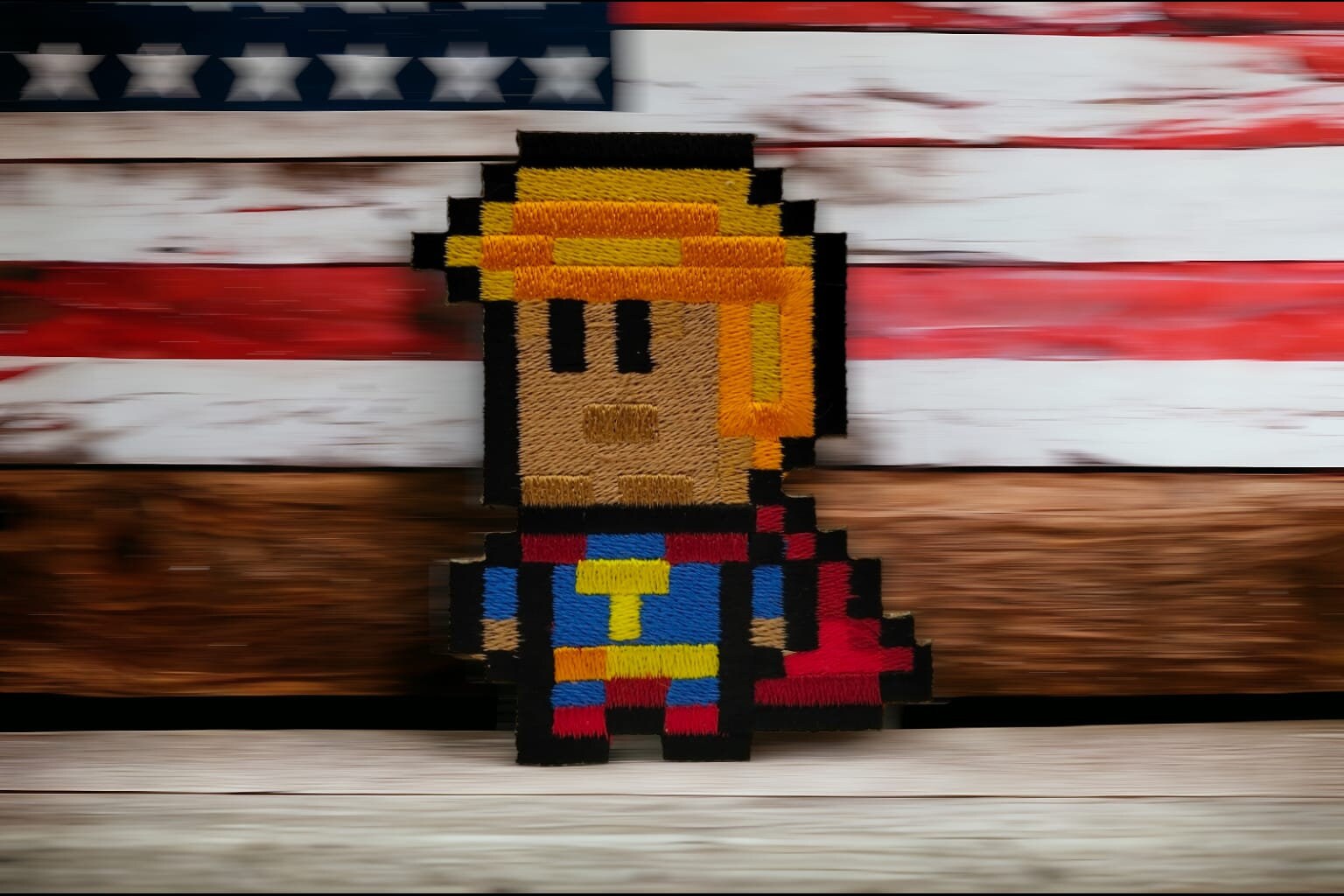 Super Trump Donald Trump Pixel Art Embroidery Patch Embroidered Patch ...