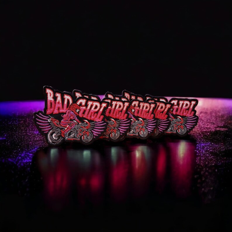 Bad Girl on Bike With Wings Embroidery Patch - Embroidered Patch - Etsy