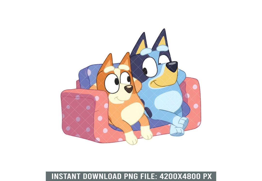 Bluey and Bingo Sit on Chairs Png Bluey Bluey Mamabluey - Etsy