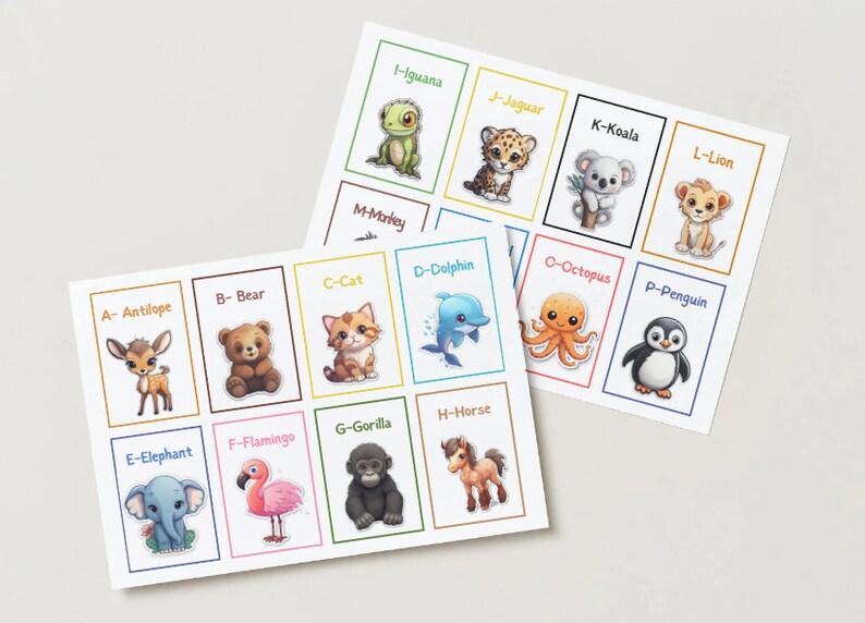 Animal Flashcards + FREE Animal Colour Page | Alphabet Flashcards ...