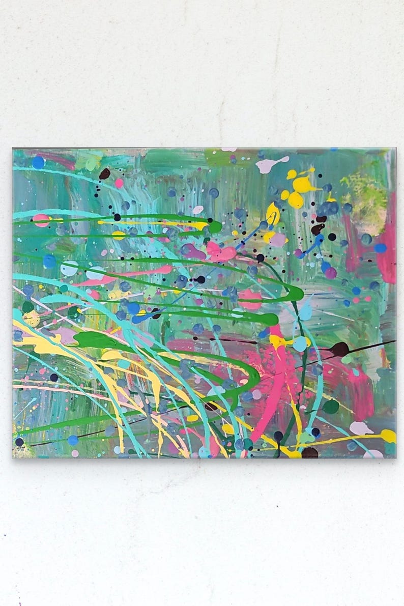 Original Hand-painted Abstract Art on 4 Panels | Vibrant Acrylic ...