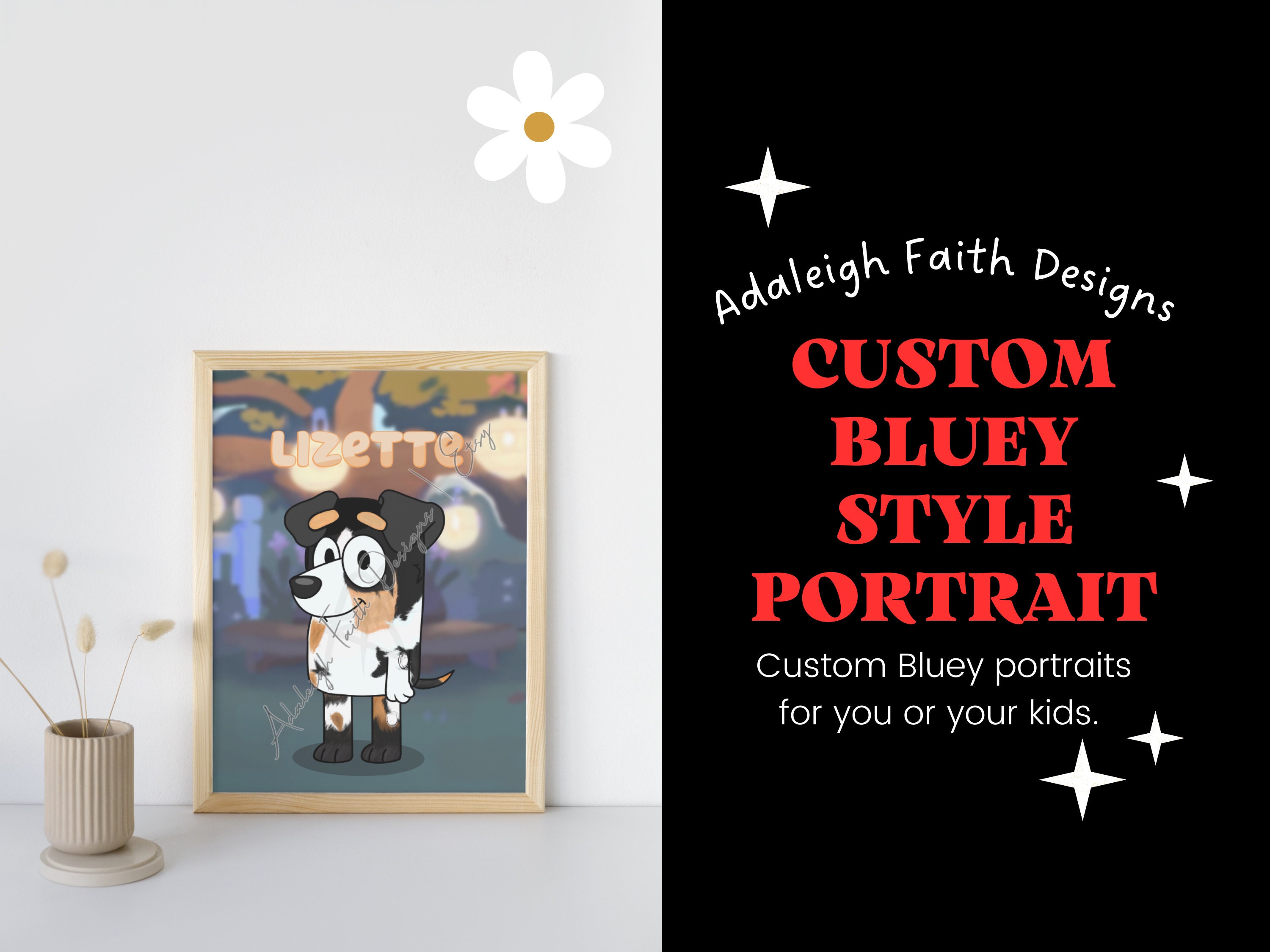 Custom Bluey Style Portrait Drawing (CAN INCLUDE CGM) T1D Diabetes ...