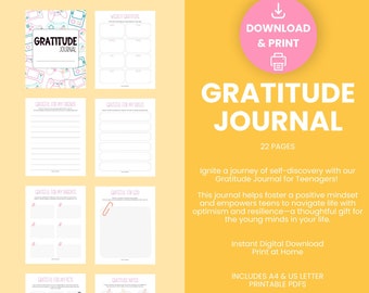Printable Teenage Gratitude Journal | Gratitude Activities for Teens ...