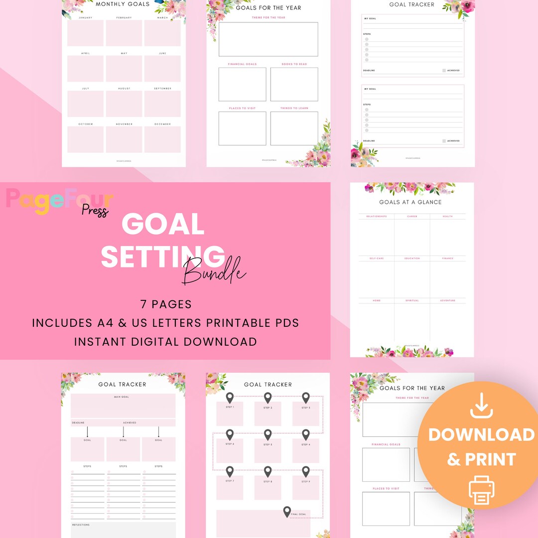Goal Setting Printables Goal Planning Pdfs Digital Download Goal Sheets ...