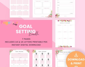Goal Setting Printables Goal Planning Pdfs Digital Download Goal Sheets ...