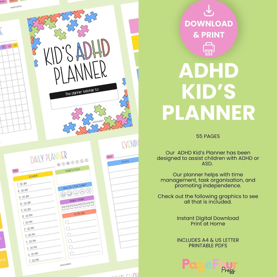 ADHD Kids Planner, Daily & Weekly Planners, Calming Strategies ...
