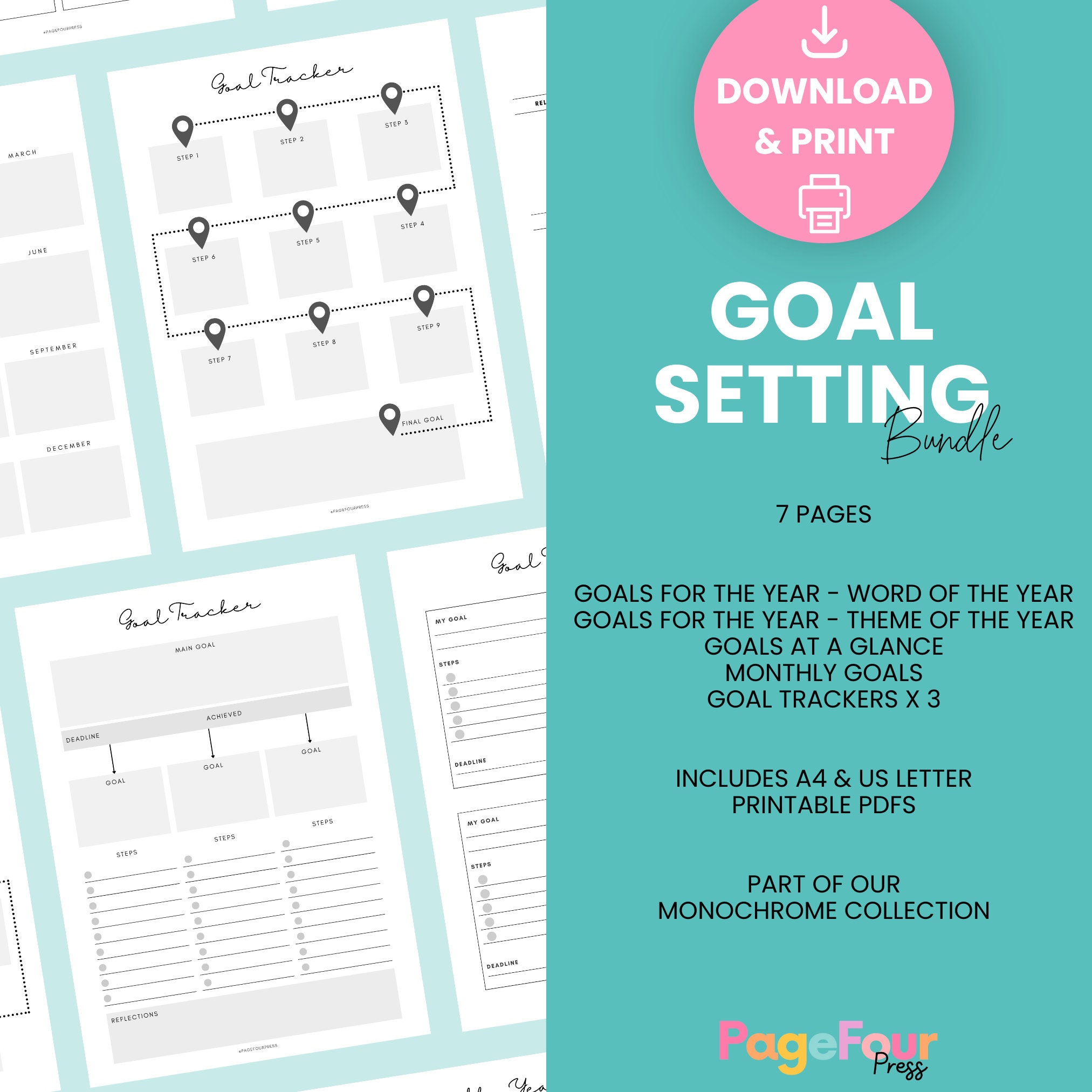 Goal Setting Printables Goal Planning Pdfs Digital Download Goal Sheets ...