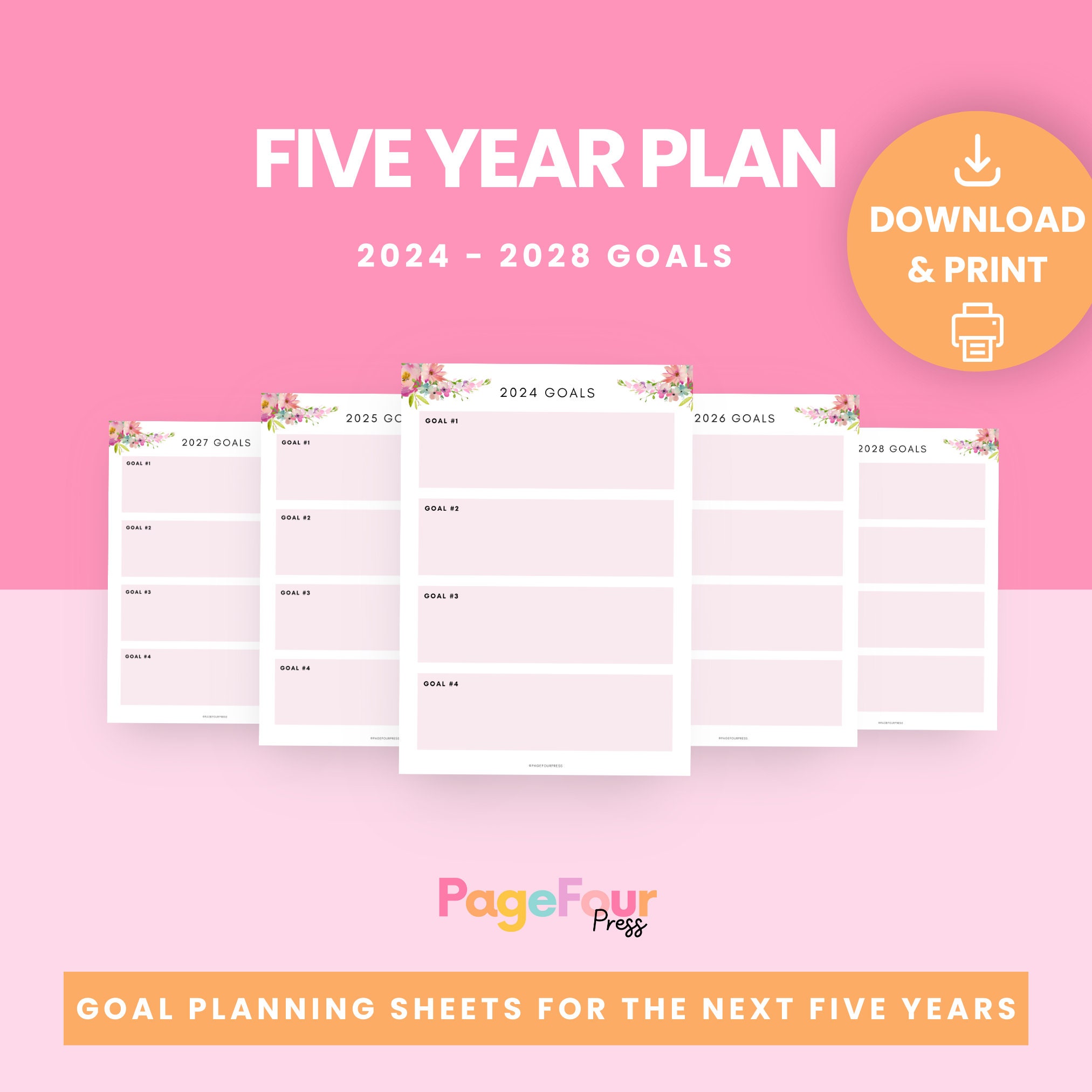 2024 2028 Goal Setting Printables Goal Planning Pdfs Digital Download ...