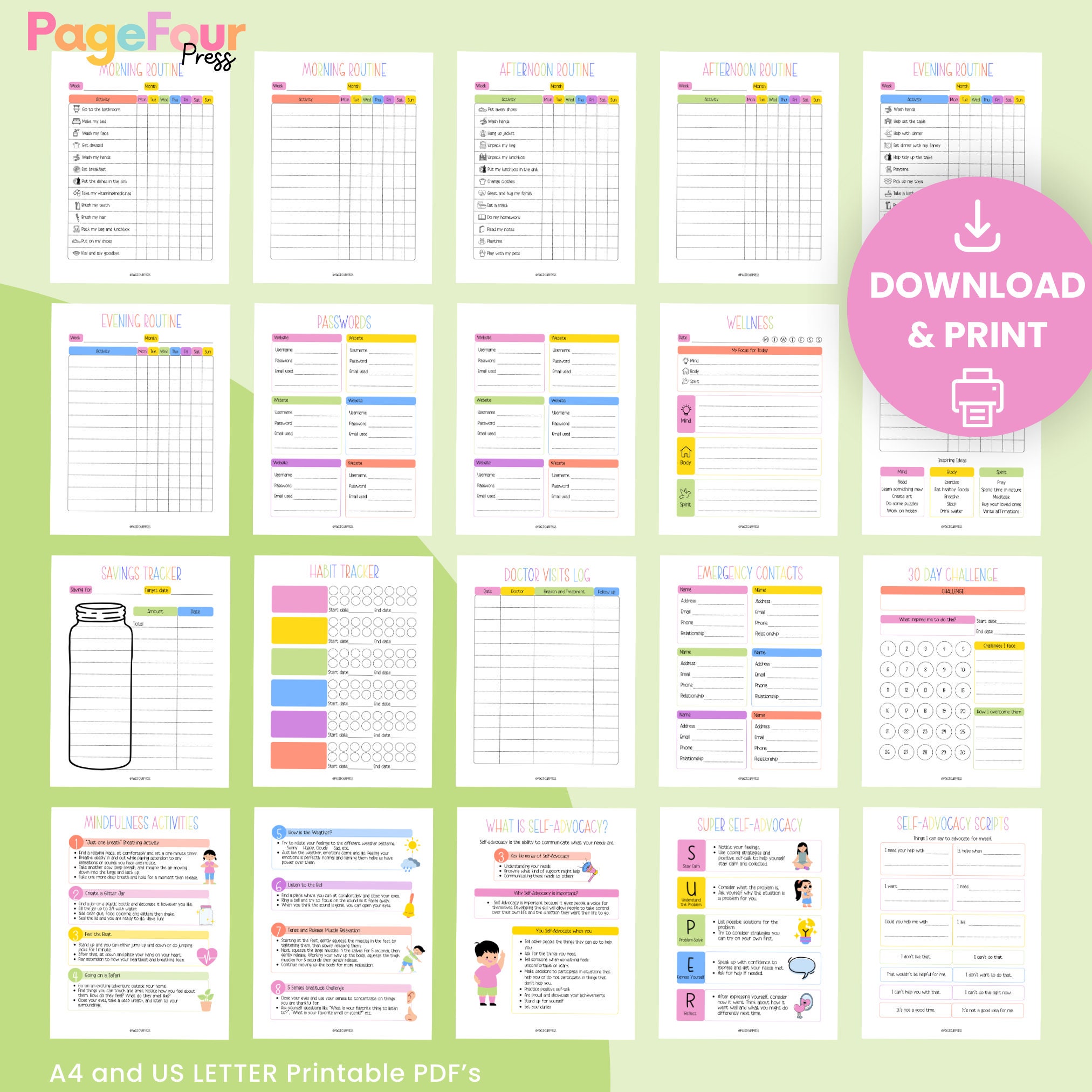 ADHD Kids Planner, Daily & Weekly Planners, Calming Strategies ...