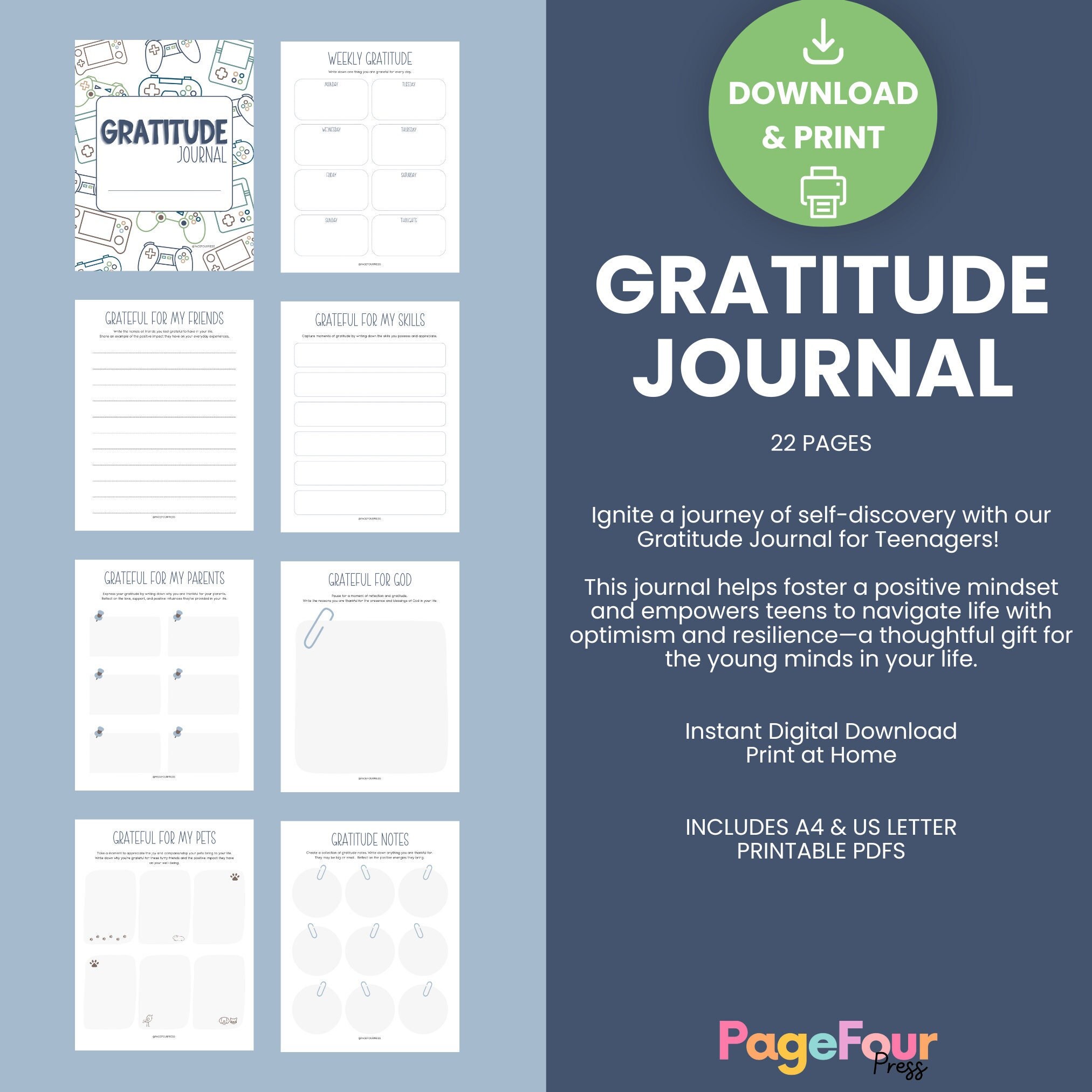 Printable Teenage Gratitude Journal | Gratitude Activities for Teens ...