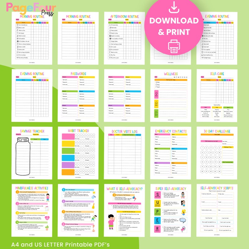 ADHD Kids Planner, Chore Chart, Daily & Weekly Planners, Mood Chart ...