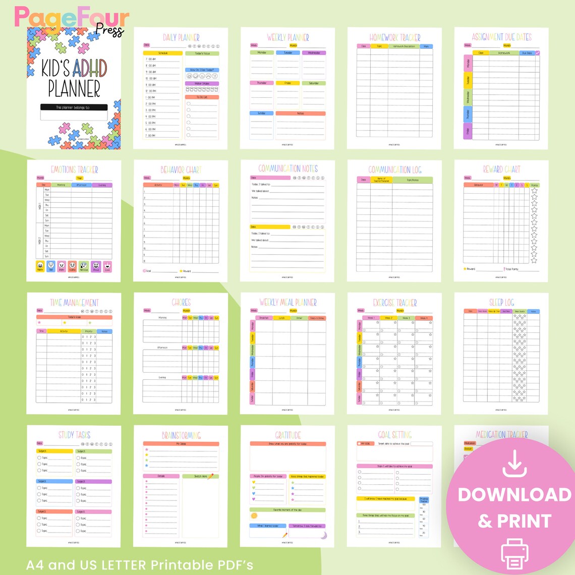 ADHD Kids Planner, Daily & Weekly Planners, Calming Strategies ...