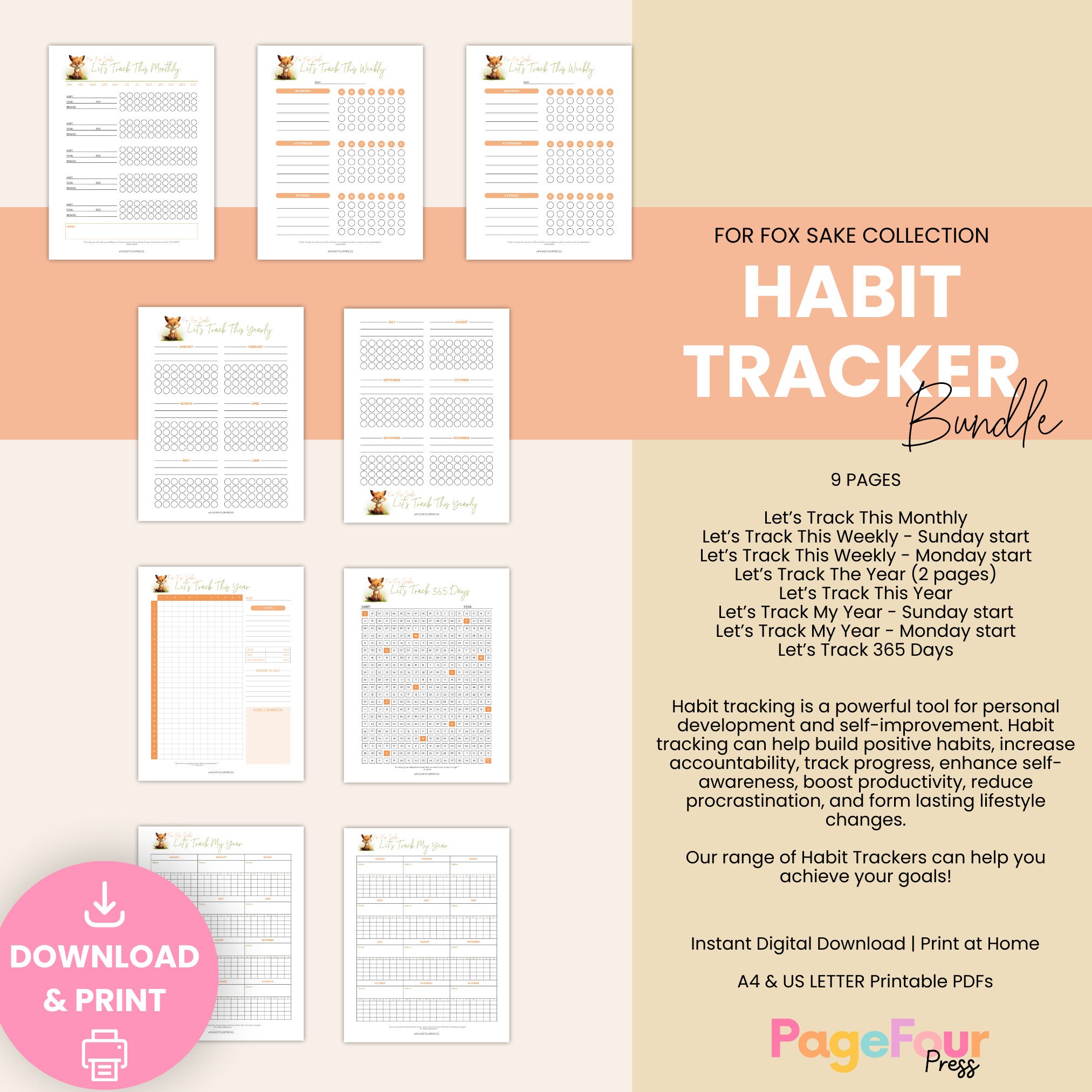 Habit Tracker Bundle, Tracker Printables, Tracking Worksheets, Progress ...