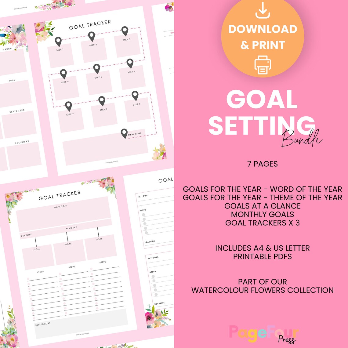 Goal Setting Printables Goal Planning Pdfs Digital Download Goal Sheets ...