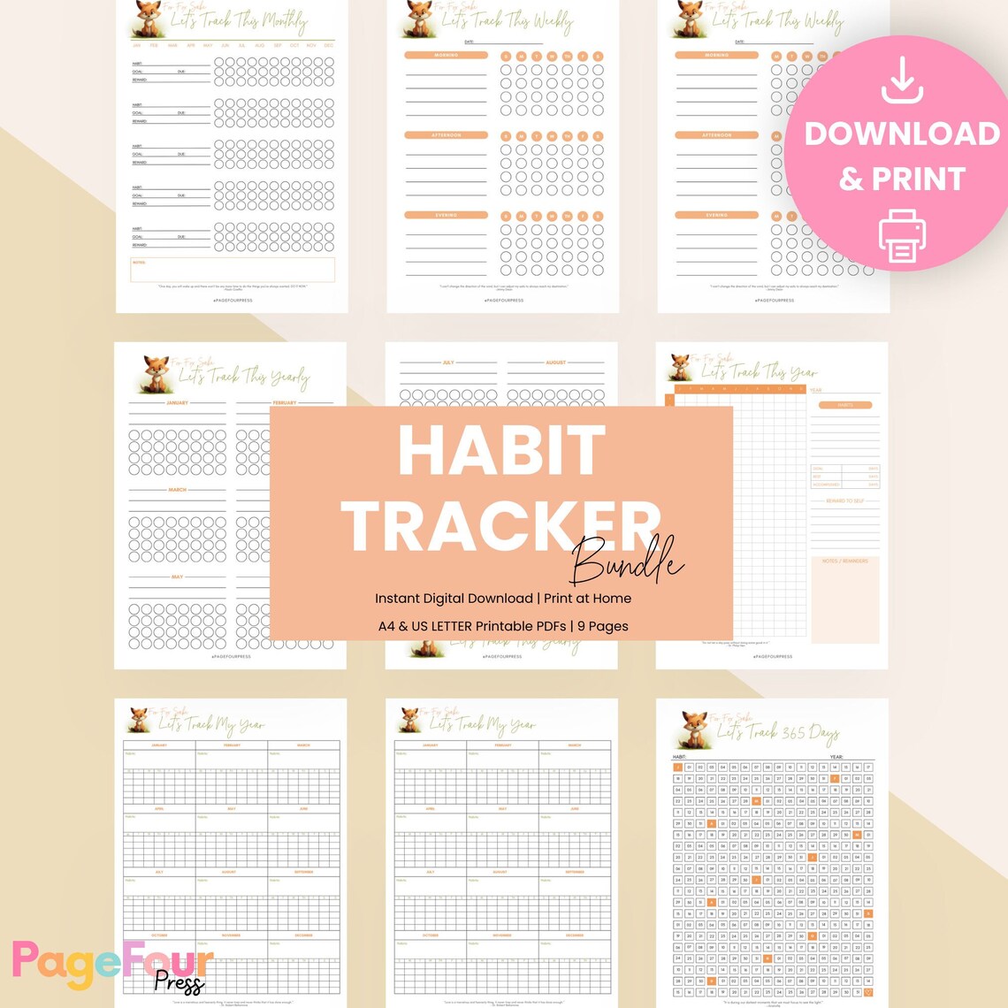 Habit Tracker Bundle, Tracker Printables, Tracking Worksheets, Progress ...