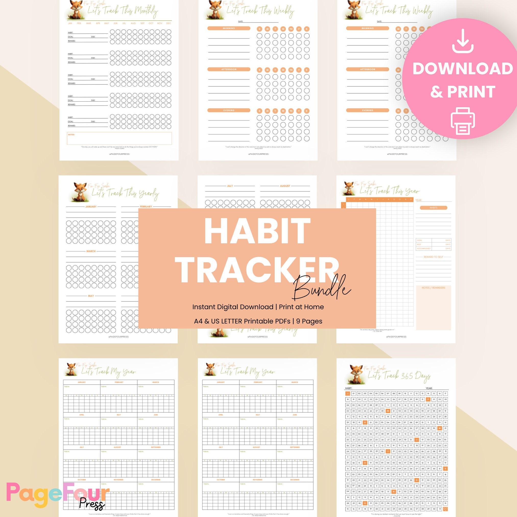 Habit Tracker Bundle, Tracker Printables, Tracking Worksheets, Progress ...