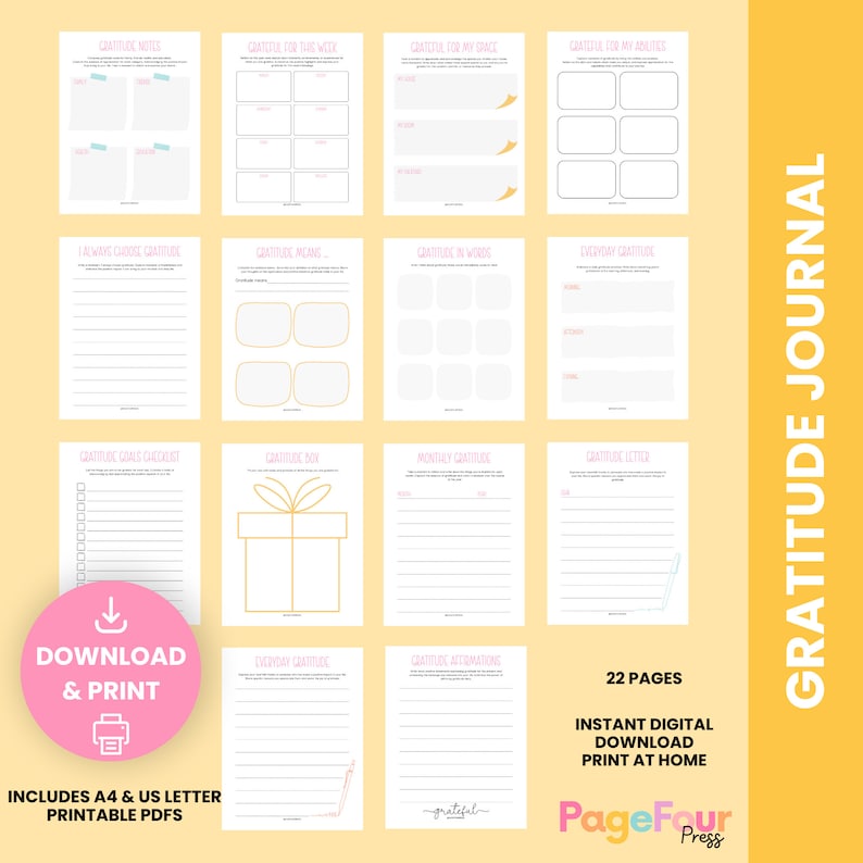 Teen Gratitude Journal: 22-page Printable Activities (digital Download ...