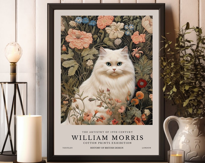 William Morris Cat Print, William Morris Poster, Cat Poster, Cat Art ...