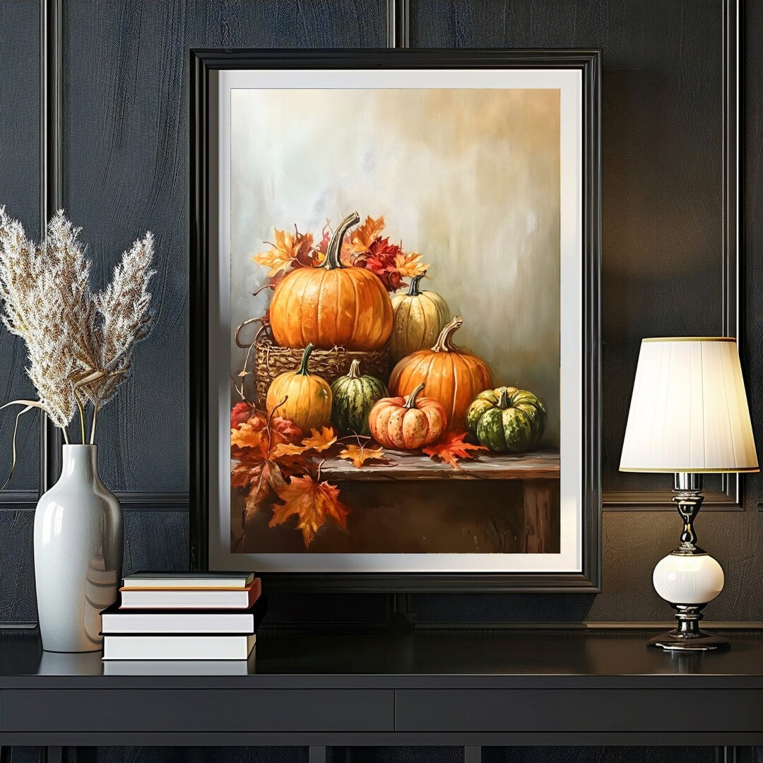Fall Harvest Print Digital Download, Still Life Pumpkins Printable Wall ...