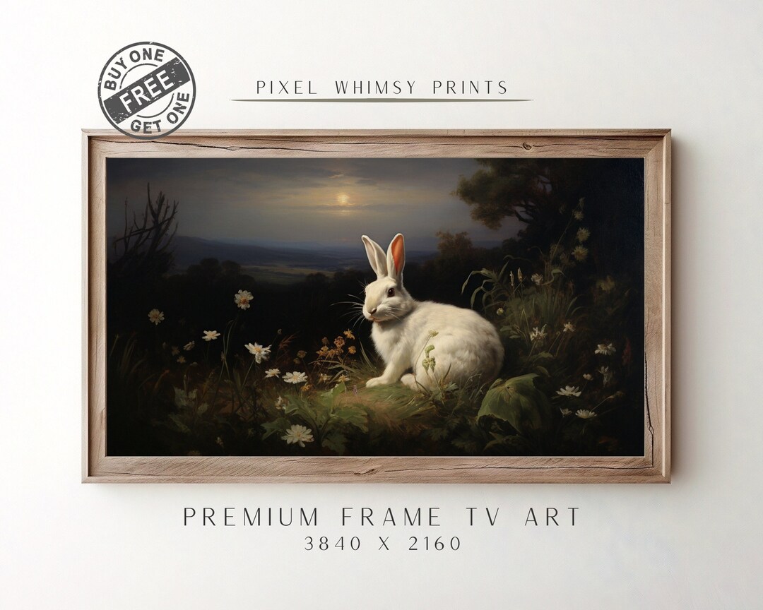 Samsung Frame TV Art, Vintage Easter Bunny TV Art, Hare Bunny Tv Art ...