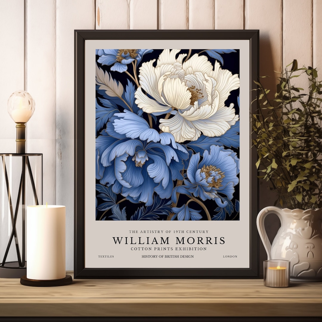 William Morris Blue Floral Prints, William Morris Exhibition Print ...