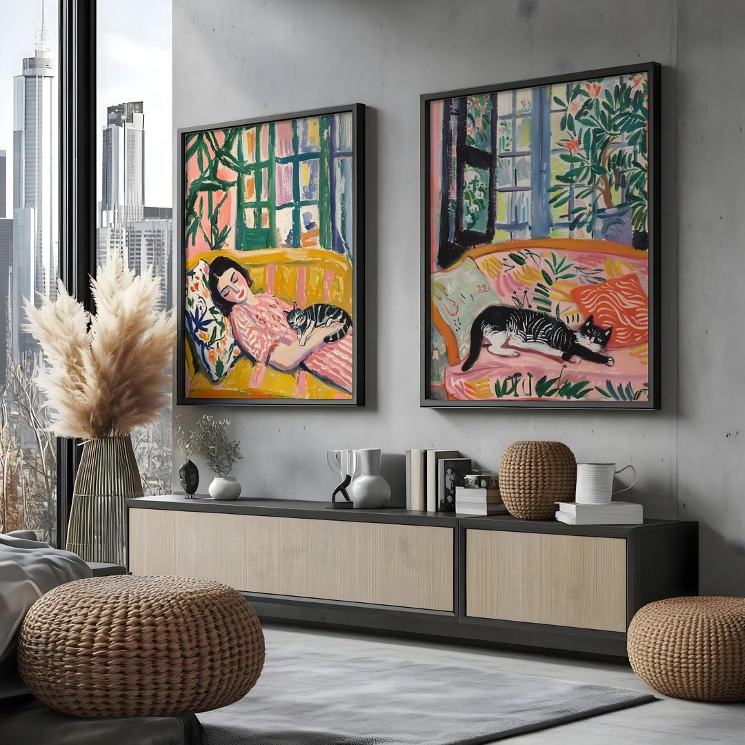 Henri Matisse Cat Print, Matisse Cat and Woman Poster, Livingroom Wall ...