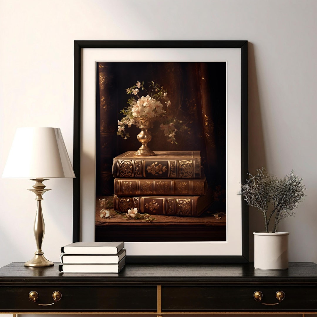 Vintage Book Nook Poster, Antique Book Print, Book Lovers Gift, Reading ...