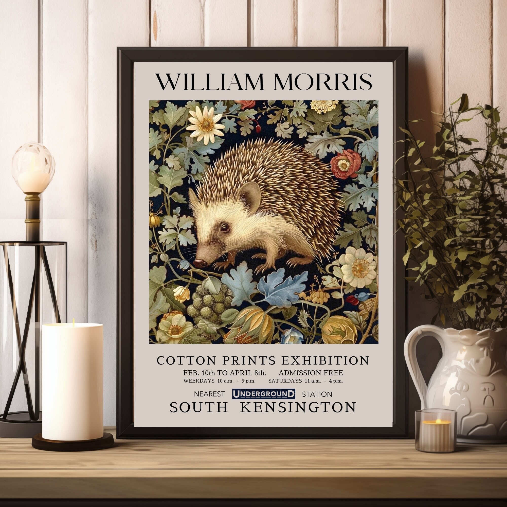 William Morris Print, William Morris Exhibition Print, Hedgehog William ...