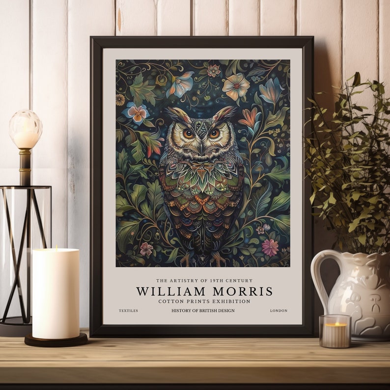 William Morris Owl Print, William Morris Exhibition Print, William ...