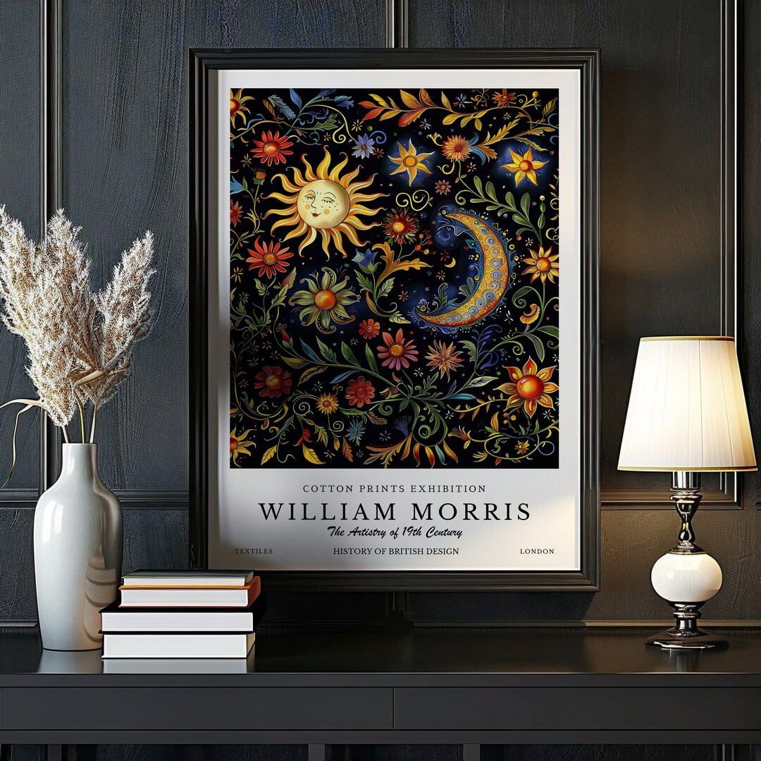 William Morris Moon & Stars Print, William Morris Exhibition Print ...