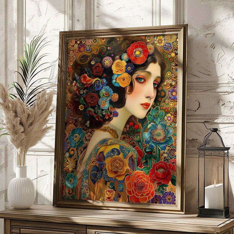 Gustav Klimt Print, Gustav Klimt Lady Portrait Poster, Klimt Digital ...