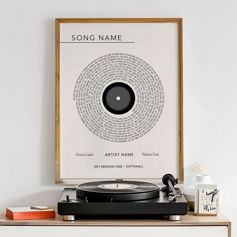 Custom Vinyl Lyrics Print, Personalised Music Poster, Customizable ...