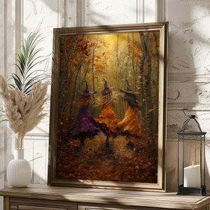 Fall and Halloween Living Room Witch Wall Art, Beautiful Witches in ...