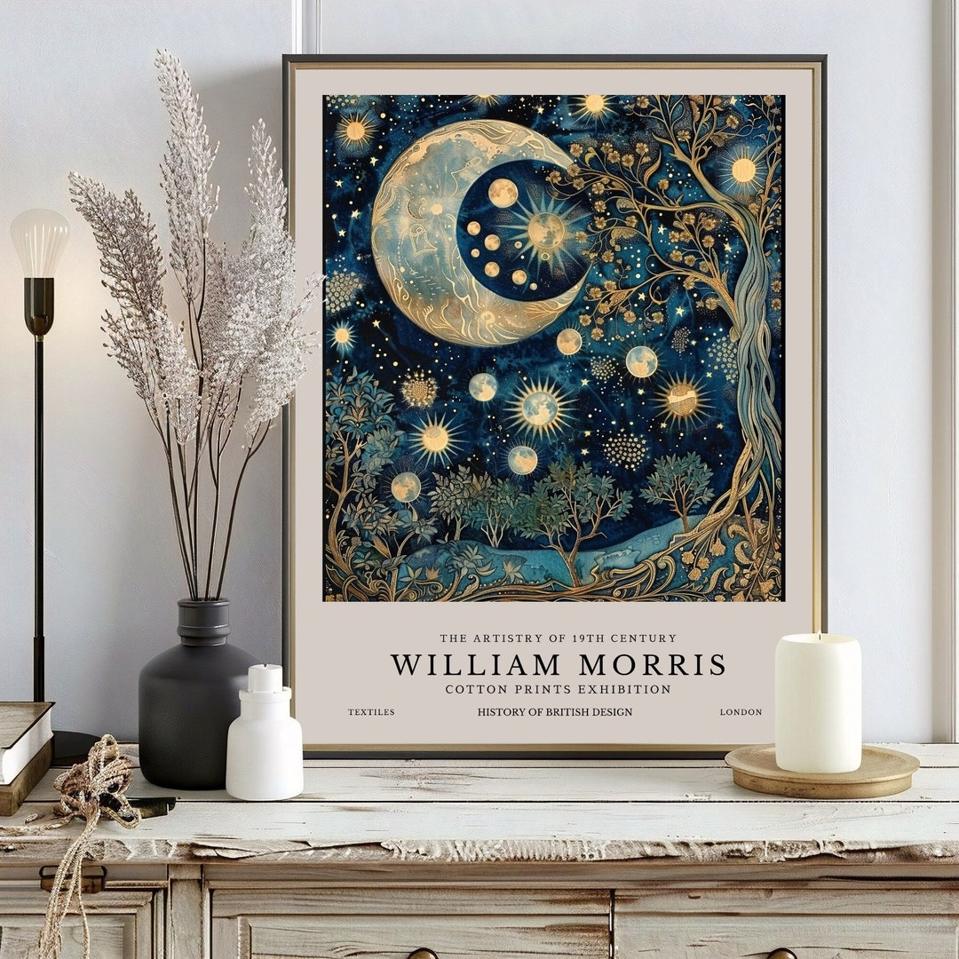 William Morris Moon and Star Print, William Morris Exhibition Print ...