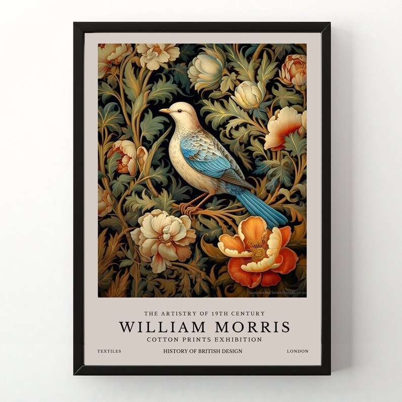 William Morris Floral Bird Art Print, William Morris Exhibition Poster, William Morris Poster ...