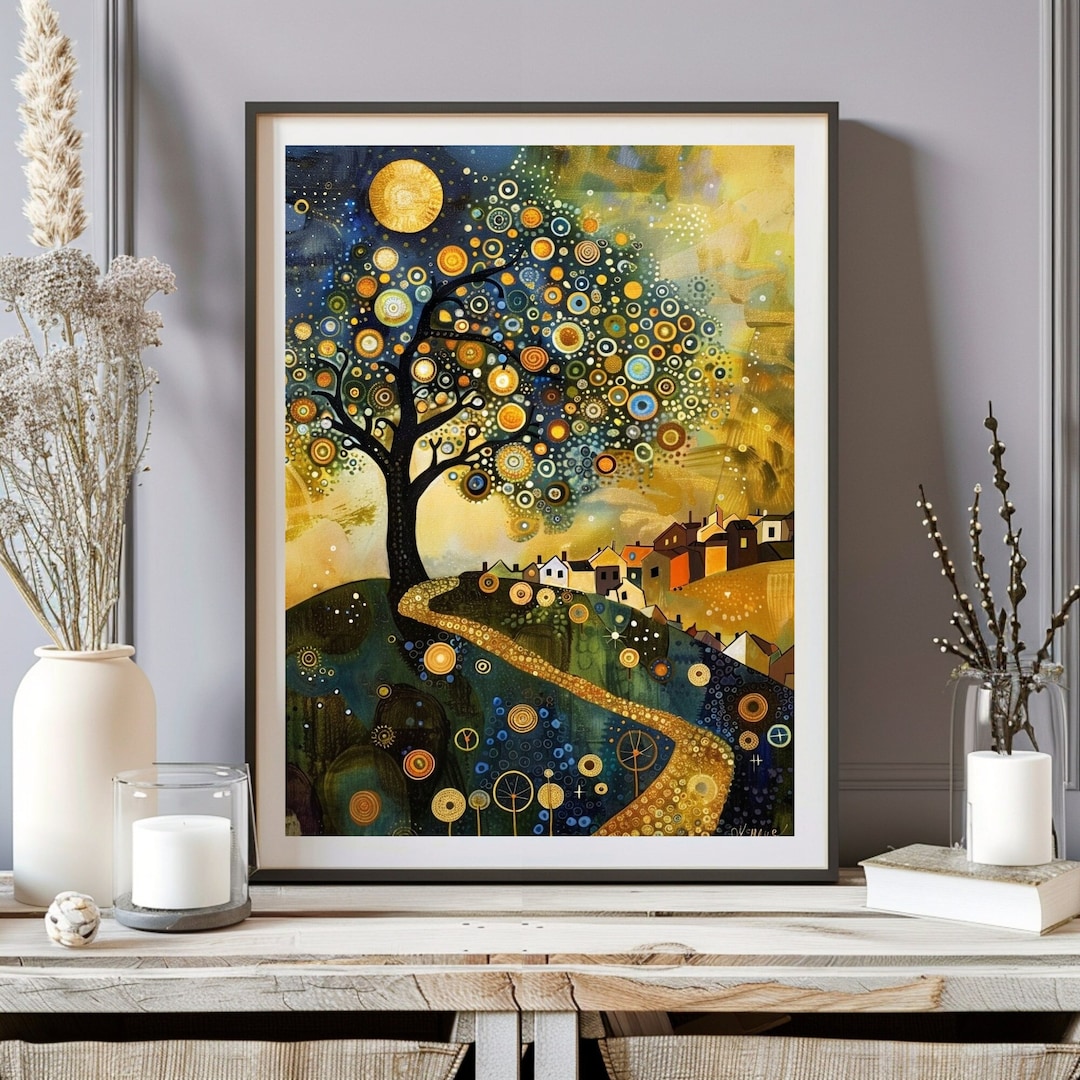 Gustav Klimt Village Night Print, Gustav Klimt Poster, Klimt Exhibition ...