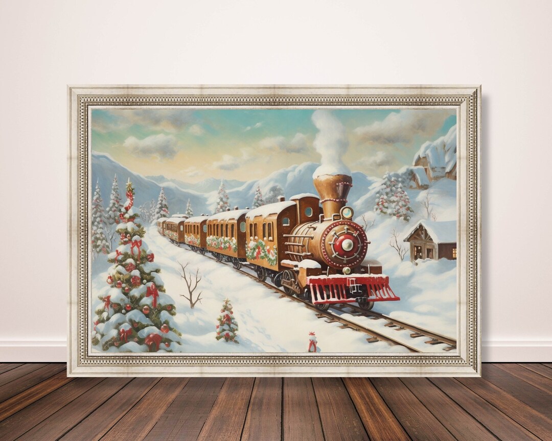 Winter Train Printable Art, Printable Winter Train Print, Vintage ...