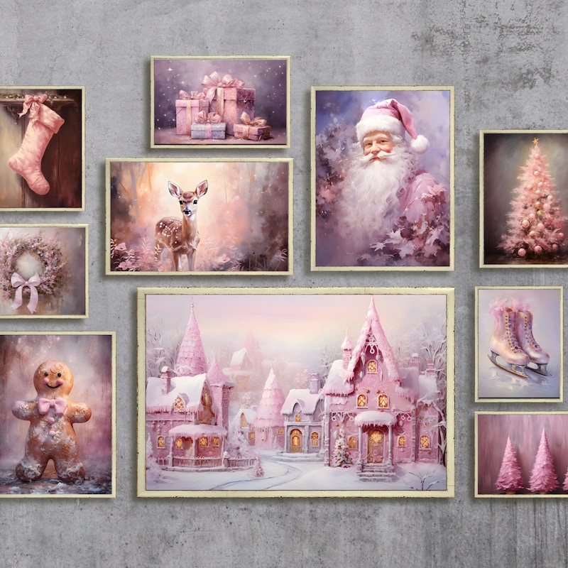 Pink Christmas Printables - Etsy