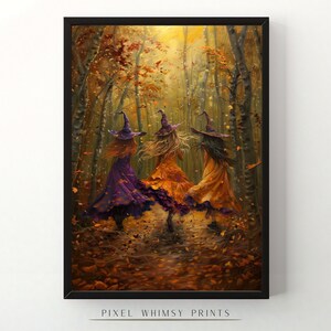 Fall and Halloween Living Room Witch Wall Art, Beautiful Witches in ...