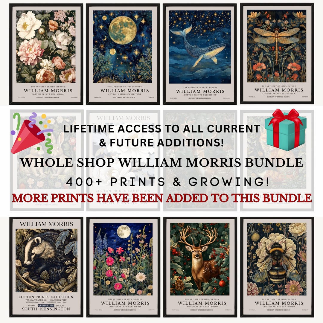 William Morris Prints Mega Bundle, Whole Shop William Morris Exhibition ...