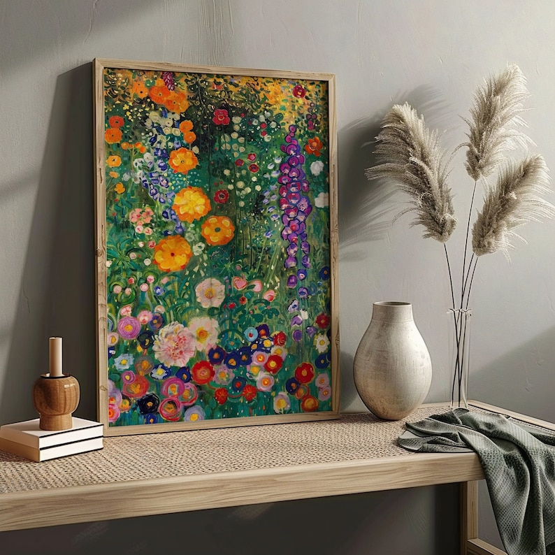 Gustav Klimt Print, Gustav Klimt Farm Garden Poster, Klimt Flowers ...