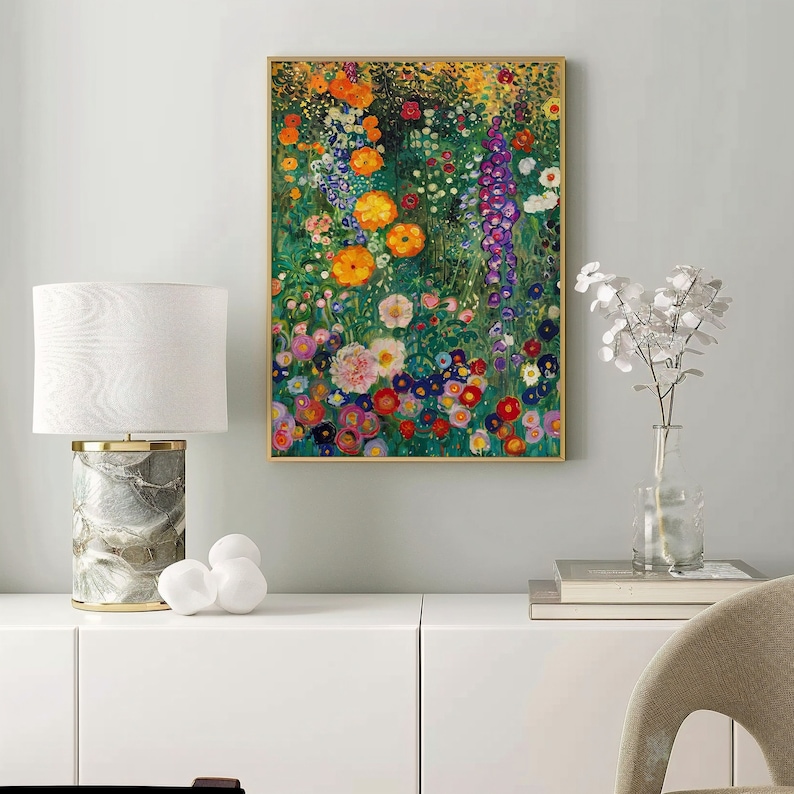 Gustav Klimt Print, Gustav Klimt Farm Garden Poster, Klimt Flowers ...